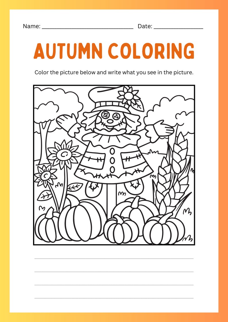 Montessori Autumn Coloring Sheet - Etsy