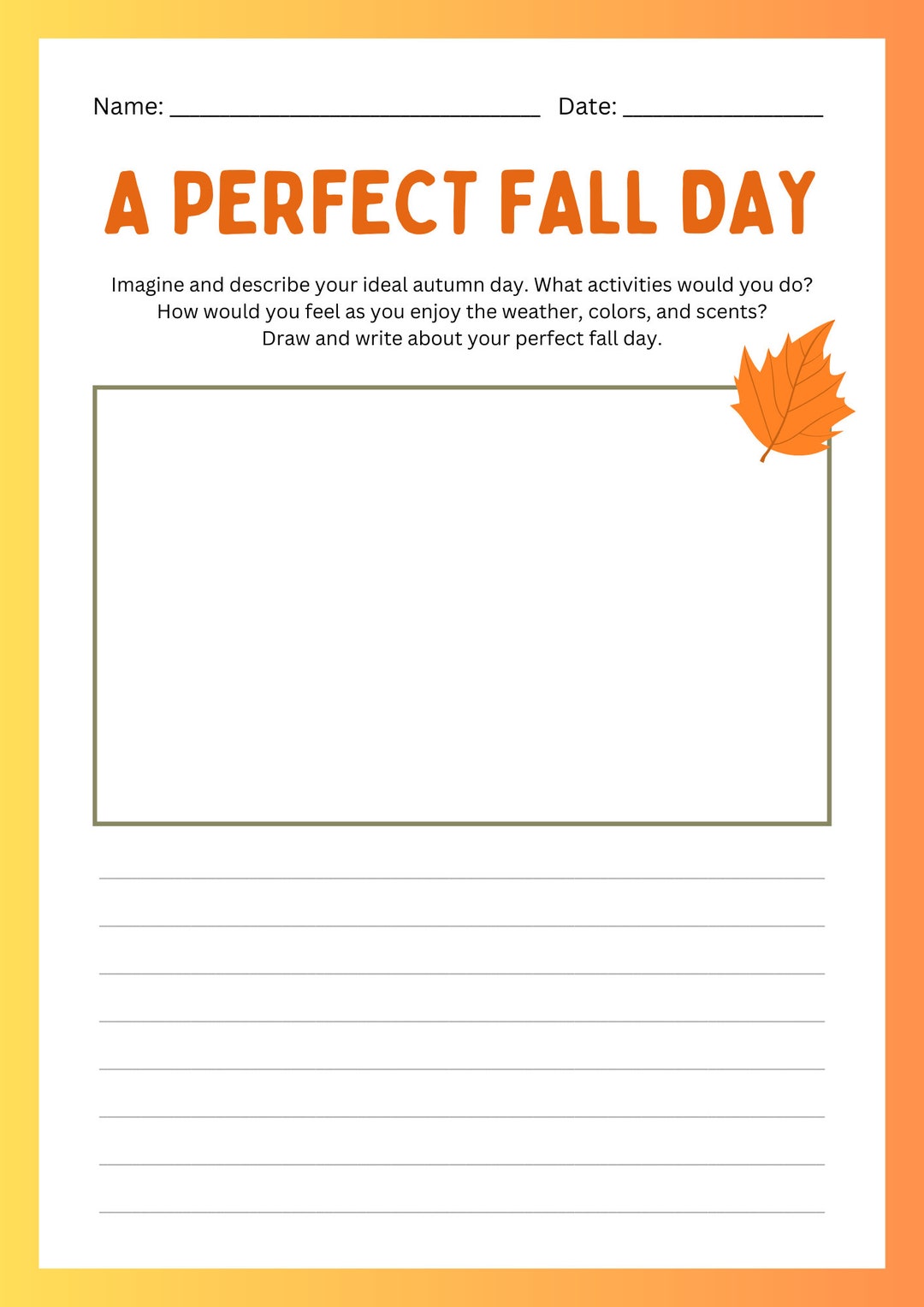 Montessori Creative Writing Worksheet for Fall - Etsy