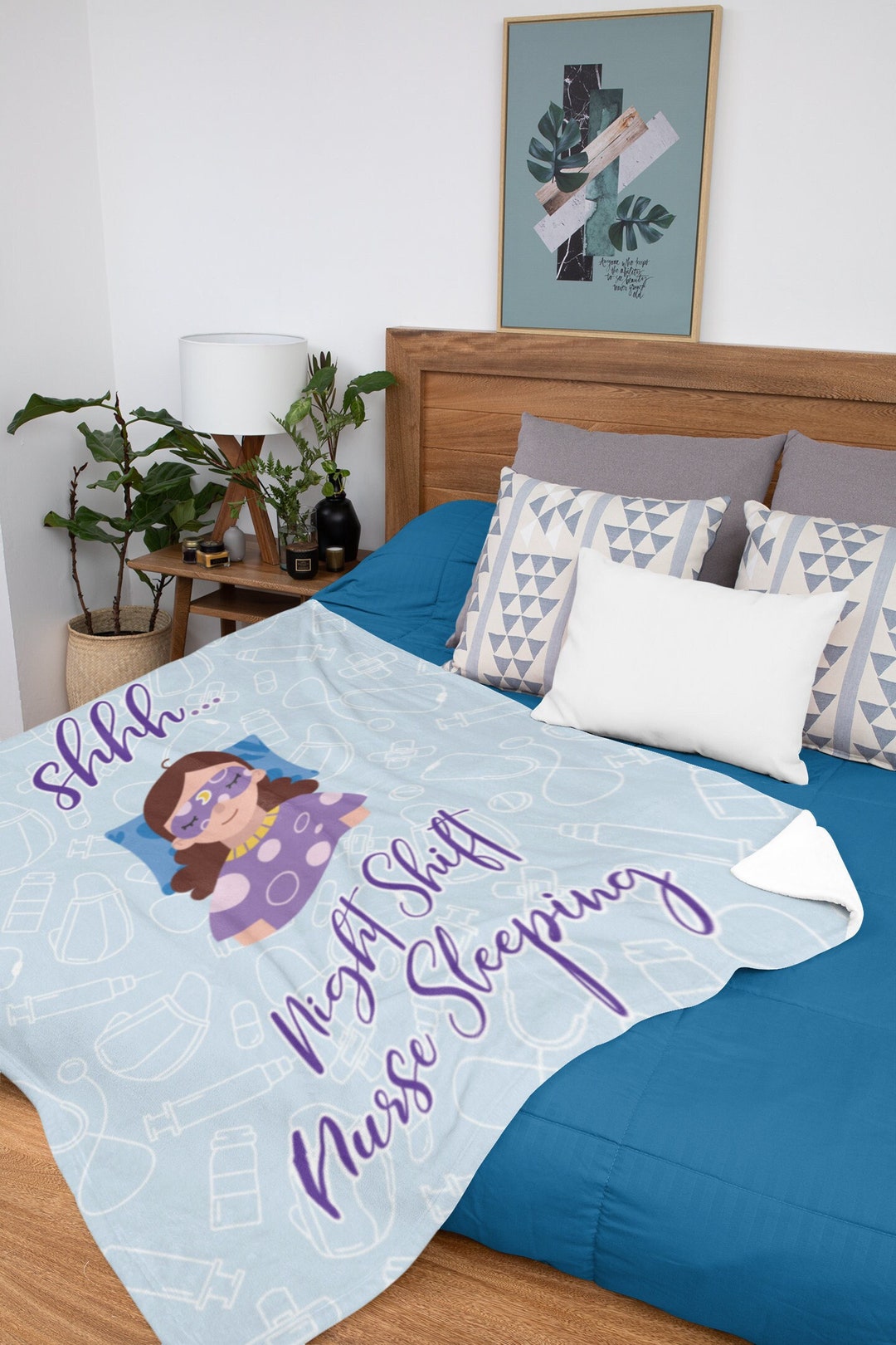 Shhh... Night Shift Nurse Sleeping Sherpa Blanket, Nurse Blanket ...