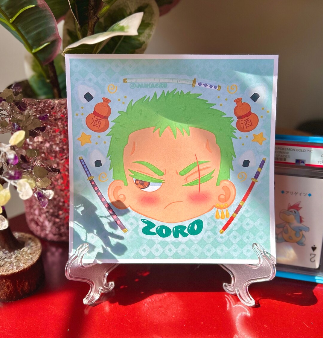 Anime Cute Chibi Mugiwara Crew Swordsman Moss Head Digital Art Print ...