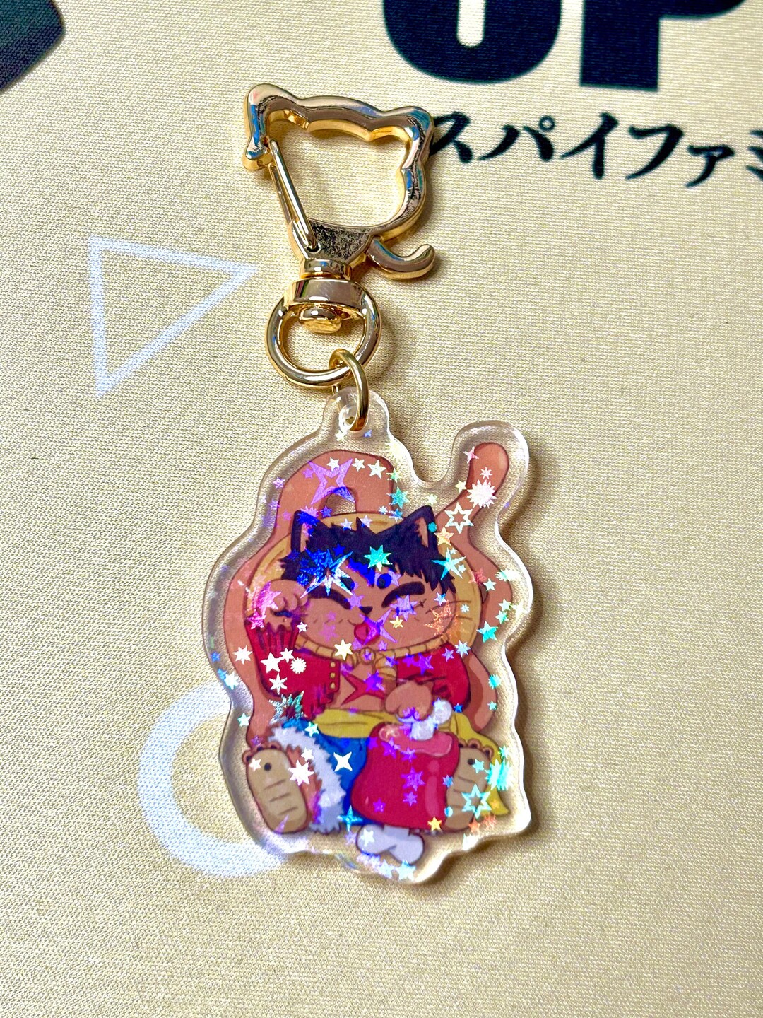 Kawaii Anime Cat Themed Acrylic Keychain Mugiwara Captain Lucky Cat 2in ...