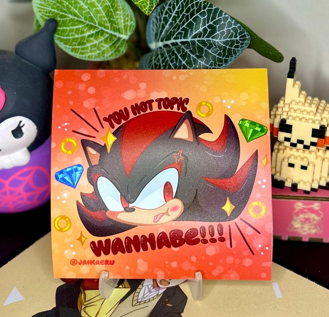 Video Game Black and Red Emo Hedgehog Chibi Meme Quote Funny Saying 6x6 ...