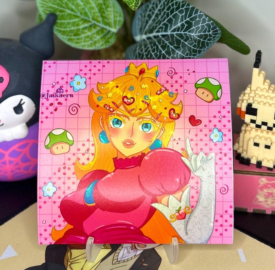 Princess Peach Art Print: Decora Style Video Game Room Decor (5x5) - Etsy