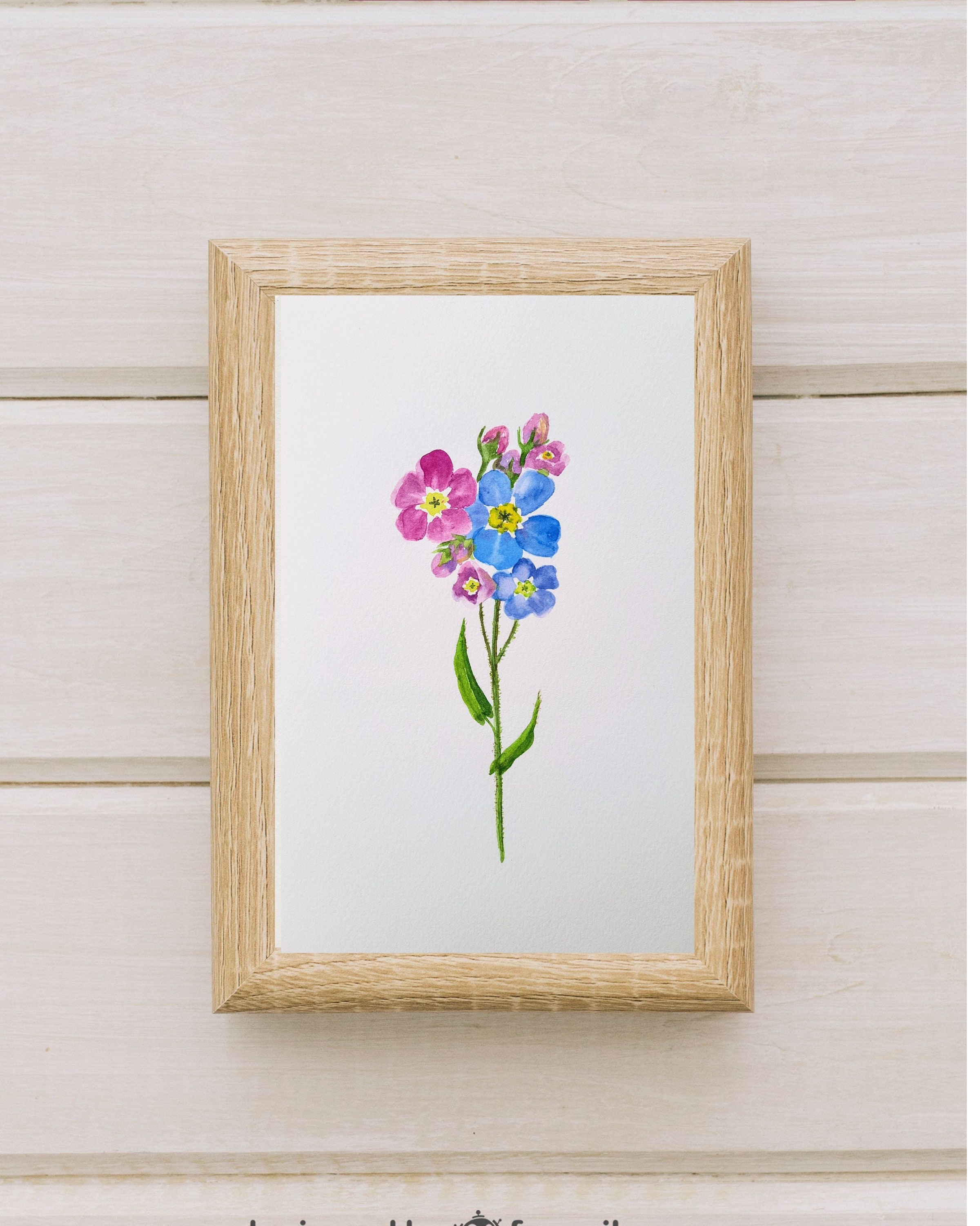 Forget Me Not Flower Painting,original Watercolor Wall Art, A Floral ...