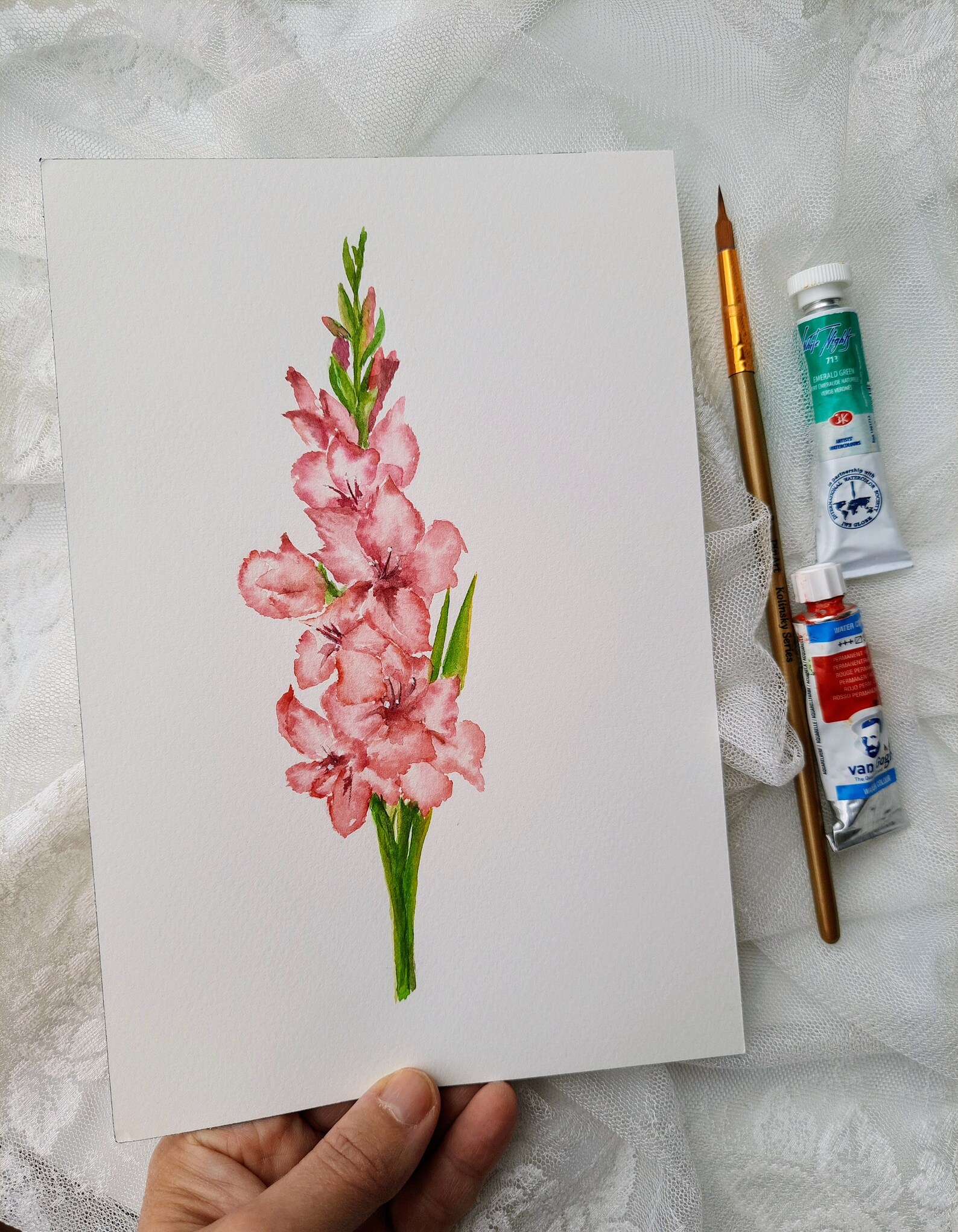 Hand-painted Watercolor August Birth Flower (unprinted and Physical ...