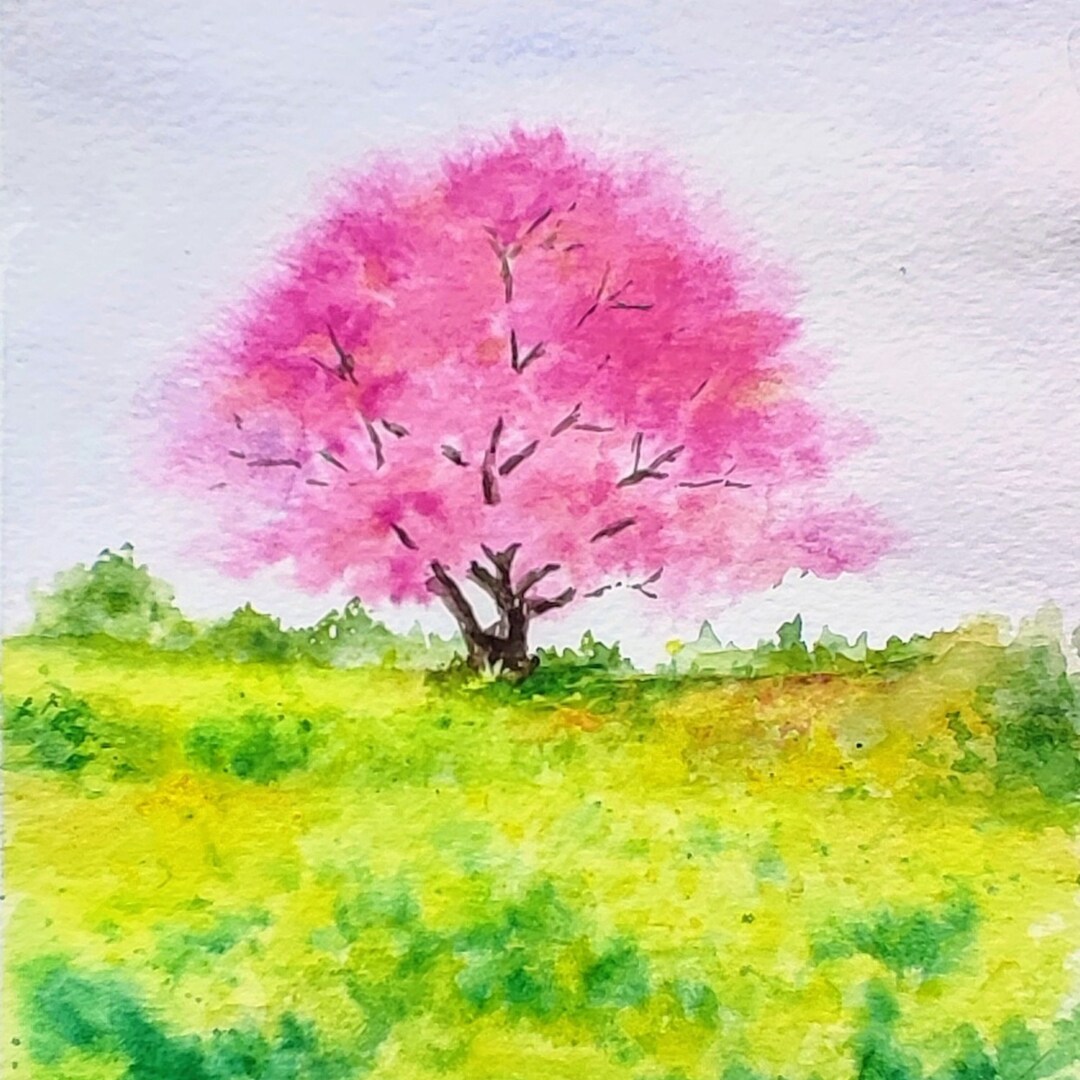 Hand Painting Watercolor Spring Tree Wall Art,mother's Day Small Spring ...