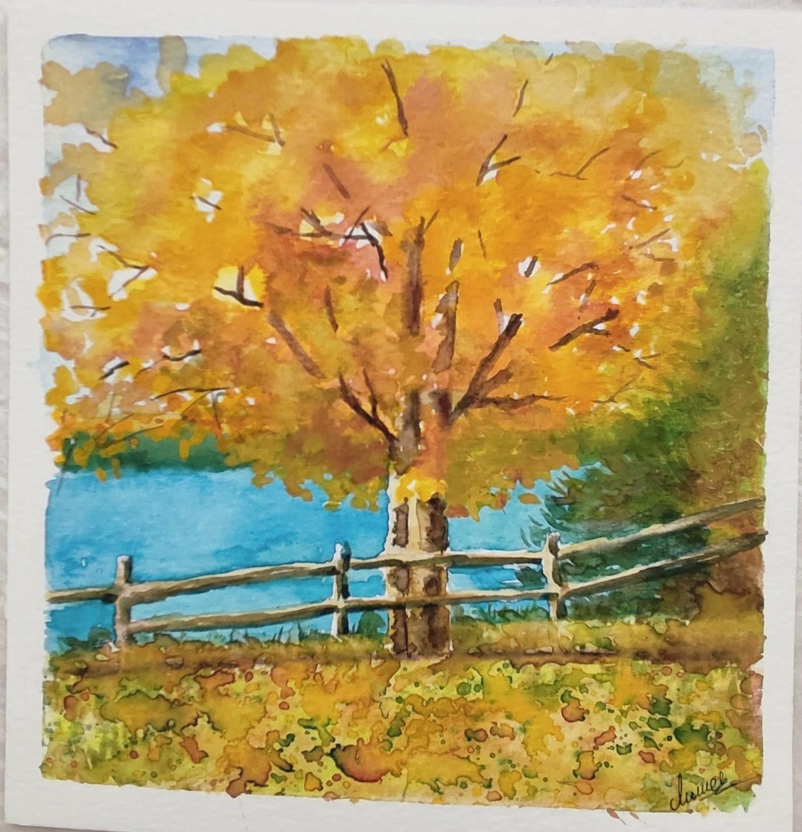 Original Multiple Watercolor Seasons Landscape Wall Art, Autumn, Summer ...