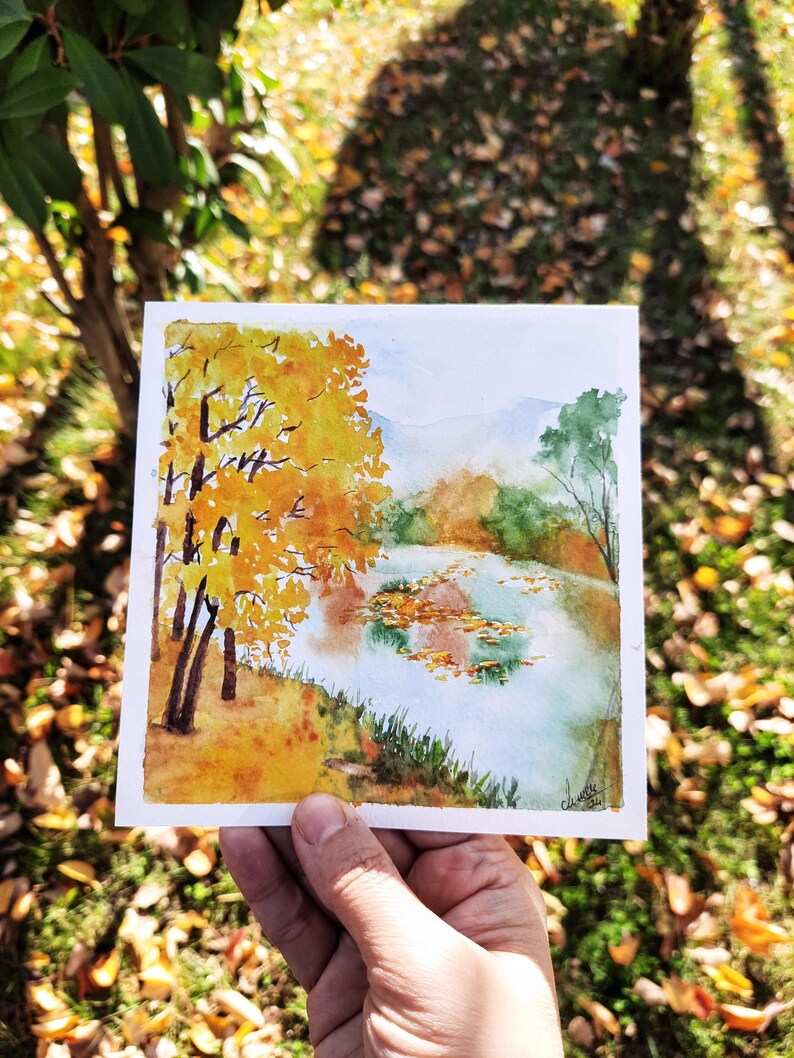 Original Multiple Watercolor Seasons Landscape Wall Art, Autumn, Summer ...