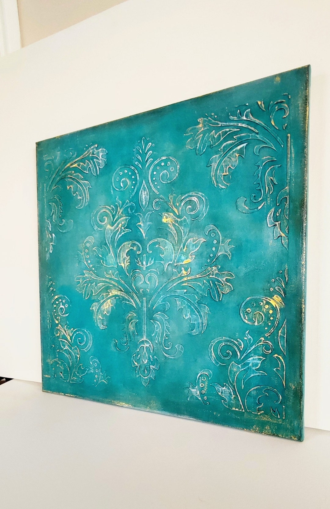 Mandala Rustic Turquoise Wall Art Decor ,authentic Painting,antique ...