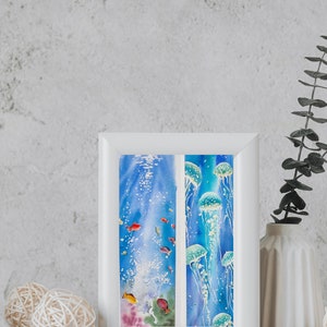 Hand Drawn Watercolor Bookmarks,book Lovers,watercolor Underwater ...