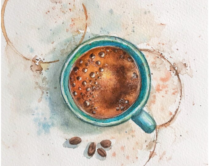 Watercolor Coffee Cup Art Print: Coffee Lover Gift (PDF & JPG) - Etsy