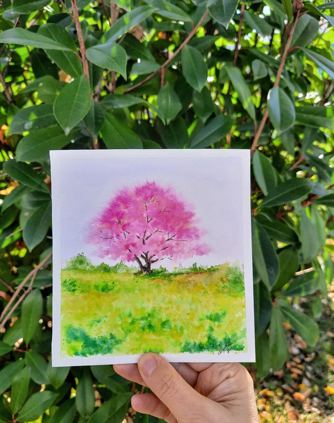 Original Multiple Watercolor Seasons Landscape Wall Art, Autumn, Summer ...