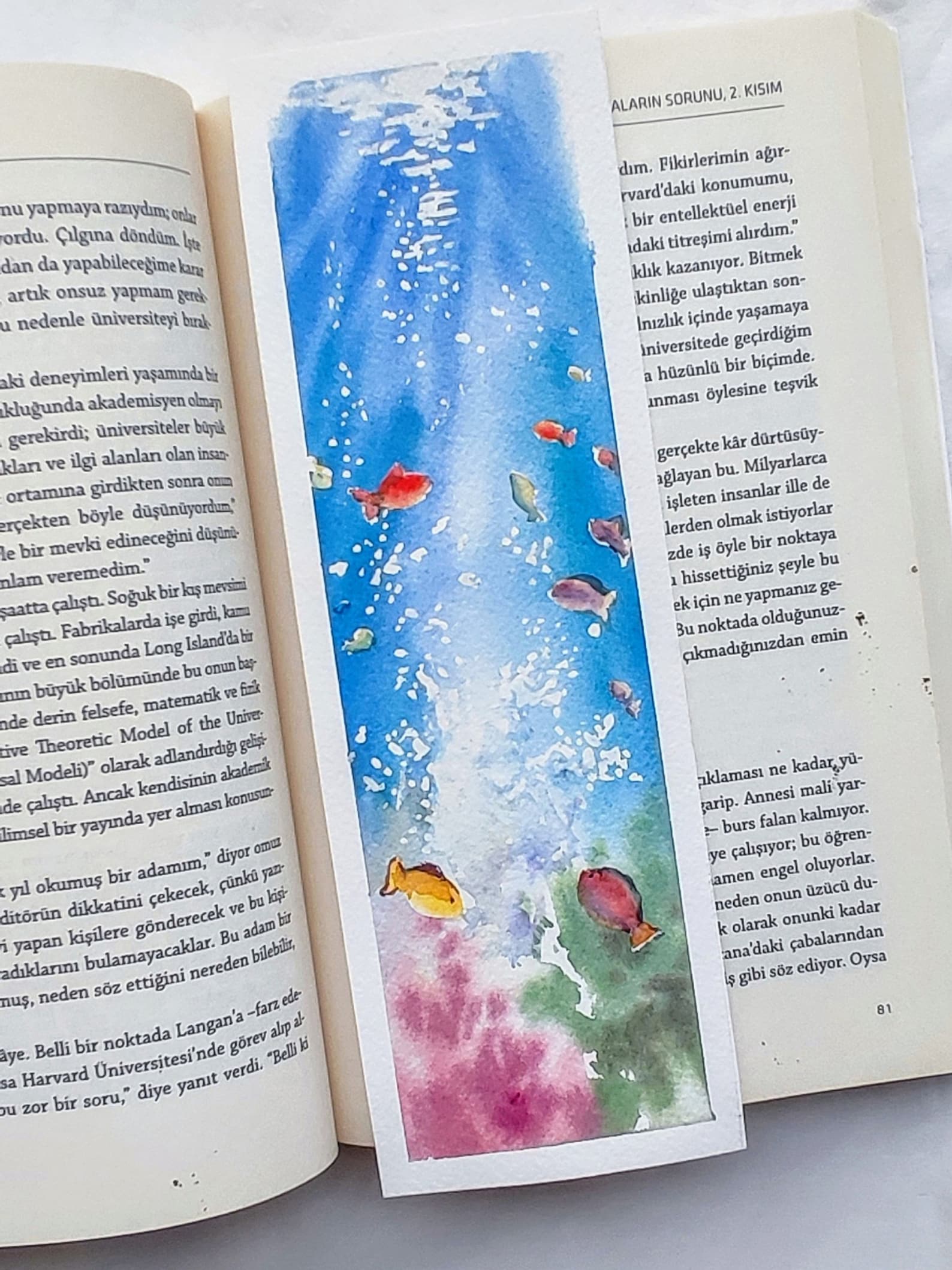Underwater Art Original Bookmarks Set of 2, Hand-painted Jellyfish and ...