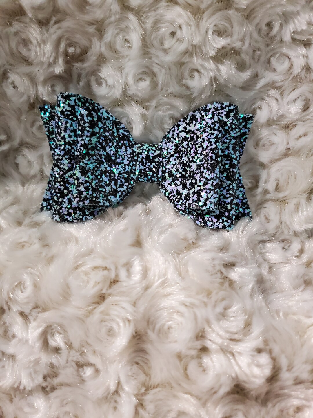 Black and Blue Glitter Bow 4 Inch Bow, Chunky Glitter - Etsy