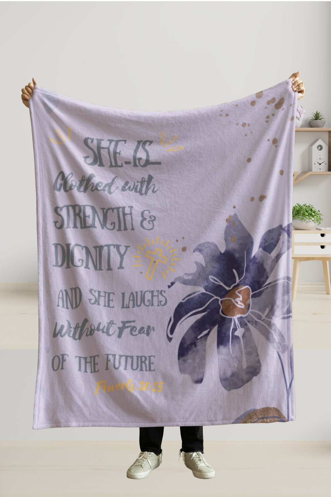Scripture Blanket, Clothed With Strength and Dignity Blanket, Religious ...