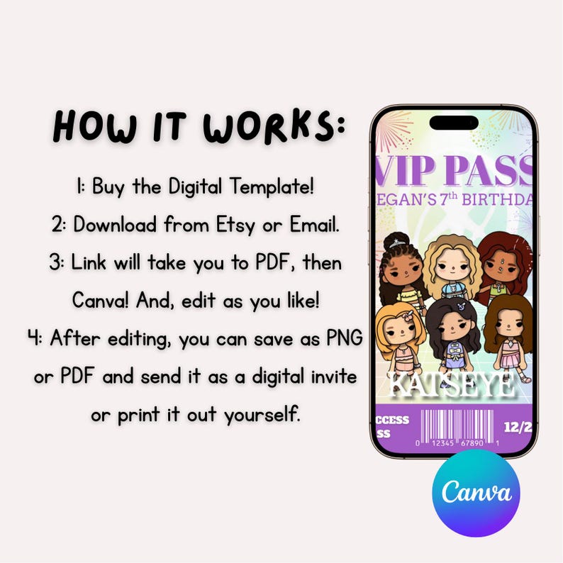 Katseye X Toca Boca VIP PASS Invitation Template (digital Version) - Etsy
