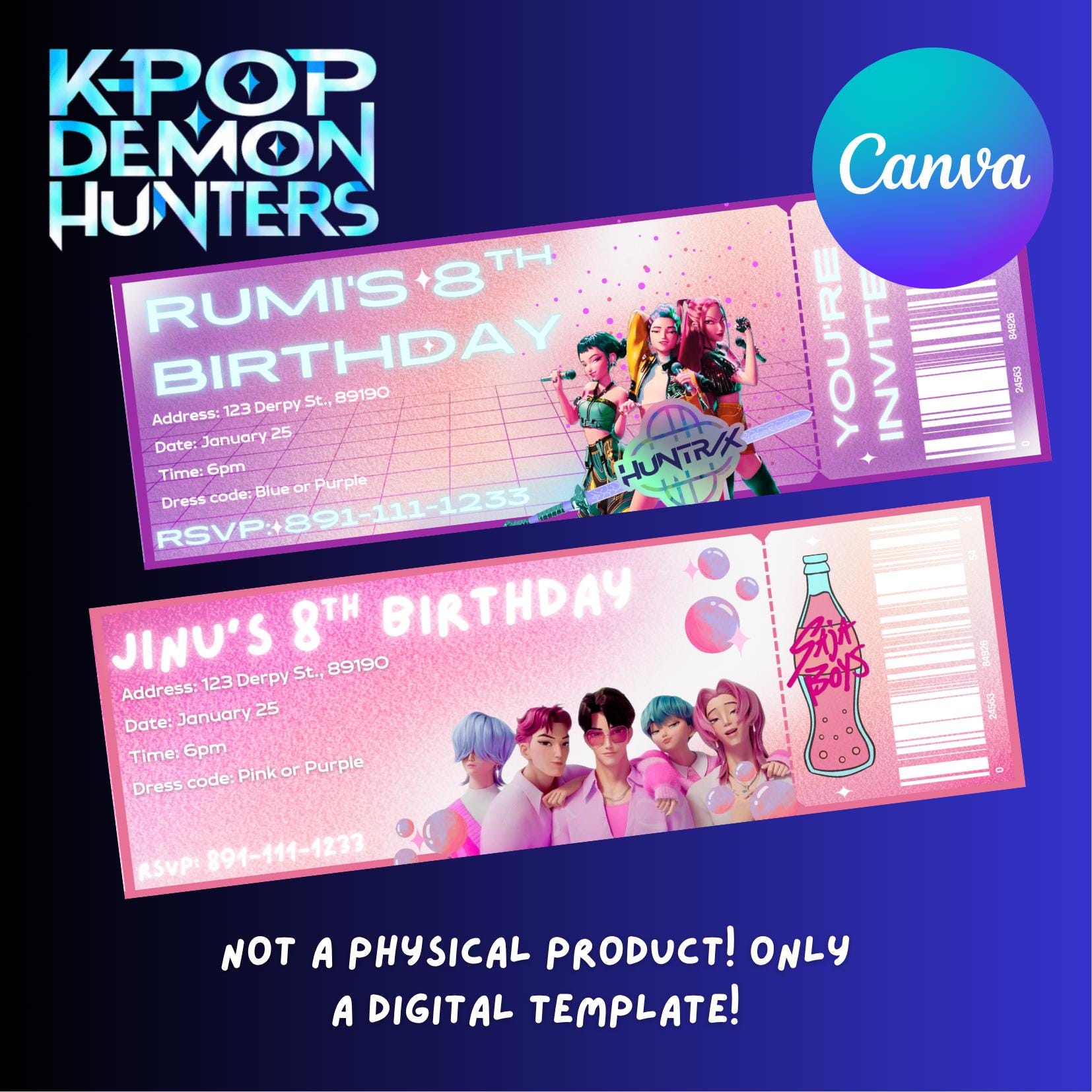 Kpop Demon Hunters Birthday Party Invitation (concert Ticket Ver.) - Etsy