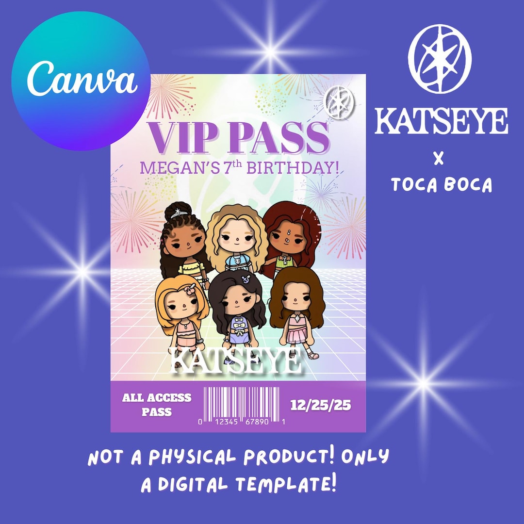 Katseye X Toca Boca VIP PASS Invitation Template (digital Version) - Etsy