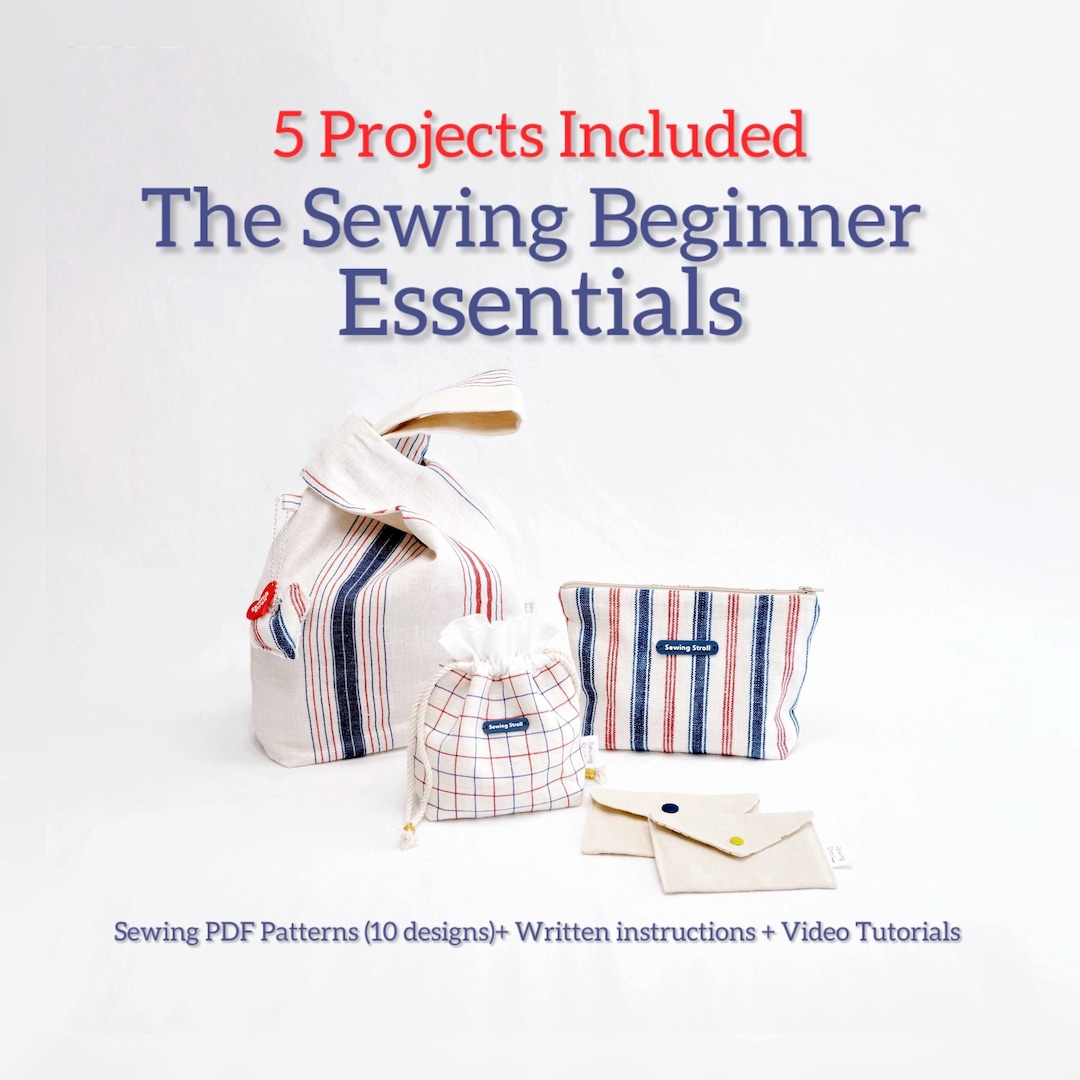 5 Sewing Essential Projects for Beginner PDF Patterns + Video Tutorial ...
