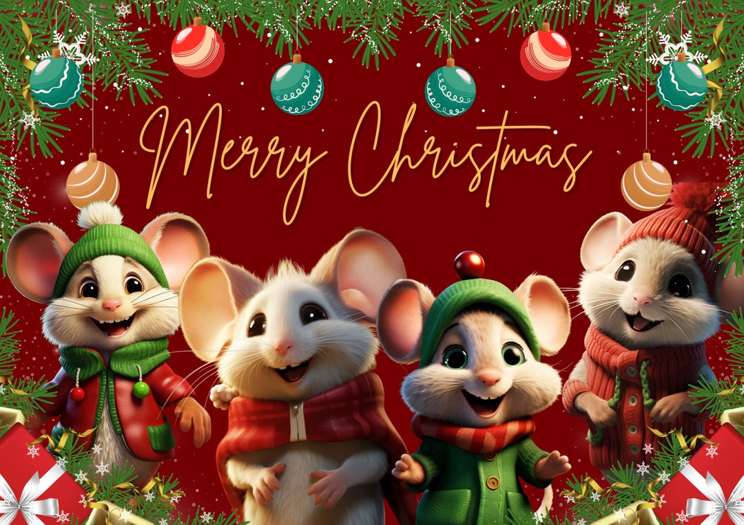 Printable Christmas Mouse. Printable Merry Christmas - Etsy