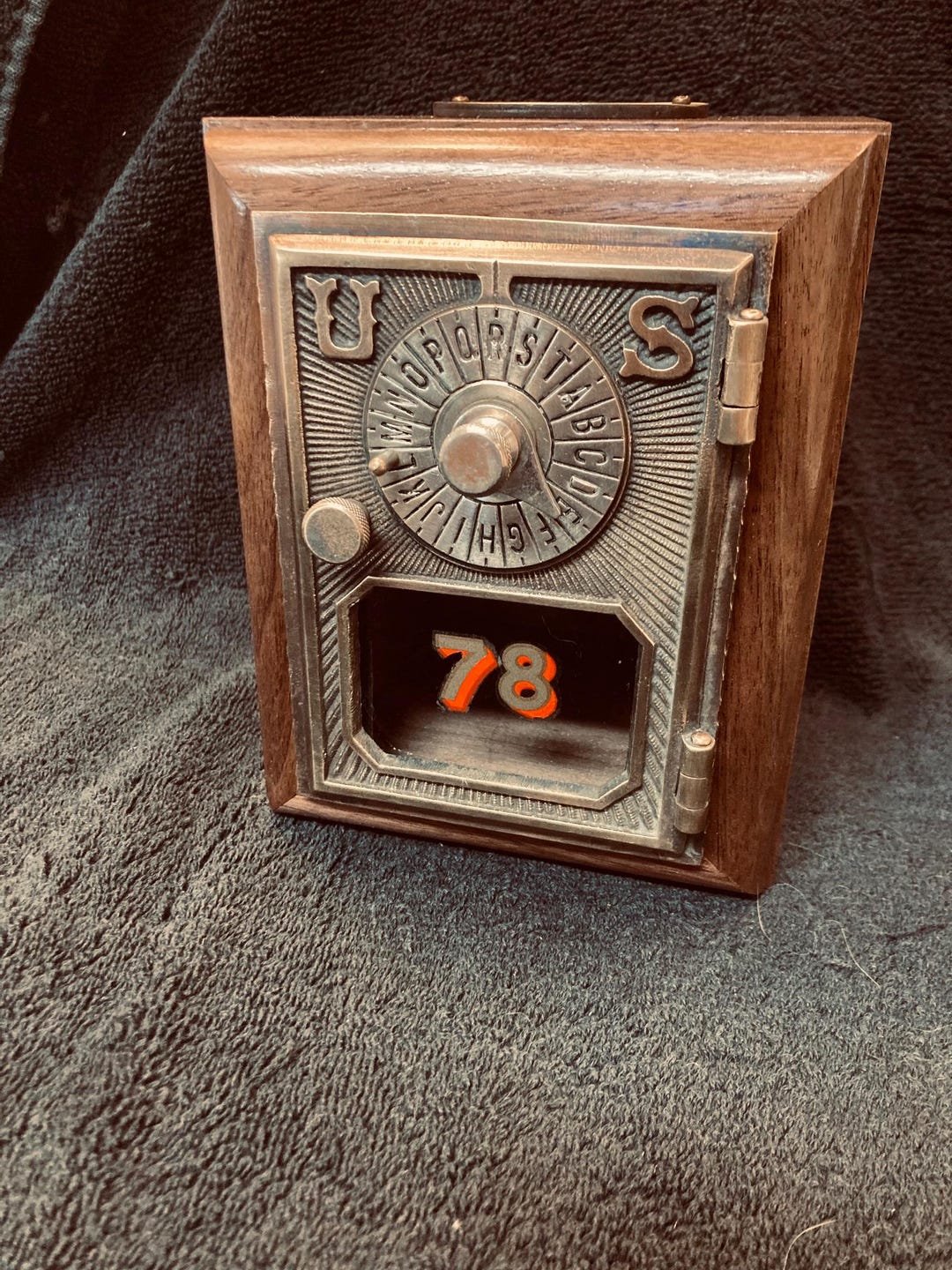 Handcrafted Post Office Box Door Bank, Eagle Lock Co Dial Pointer, Made ...