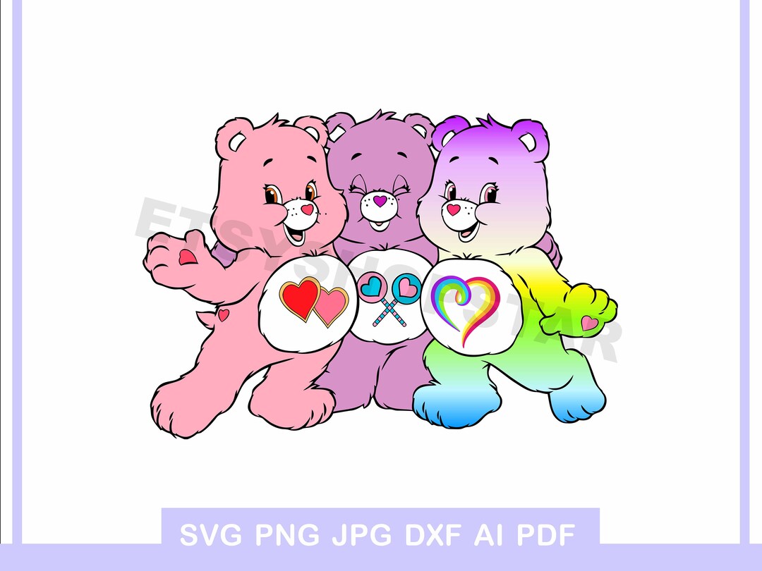 3 Care Bear Love a Lot Share a Lot Togetherness Printable Iron on ...
