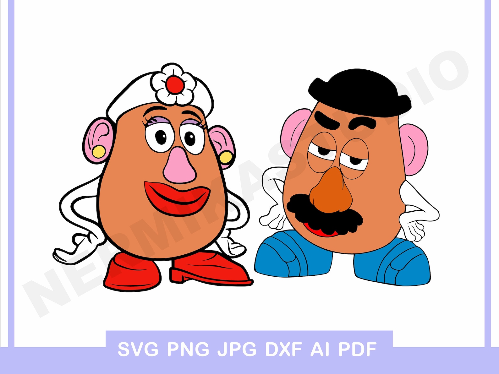 Mr. & Mrs. Potato Head Vector Art: Iron on Transfer, Shirt Design ...