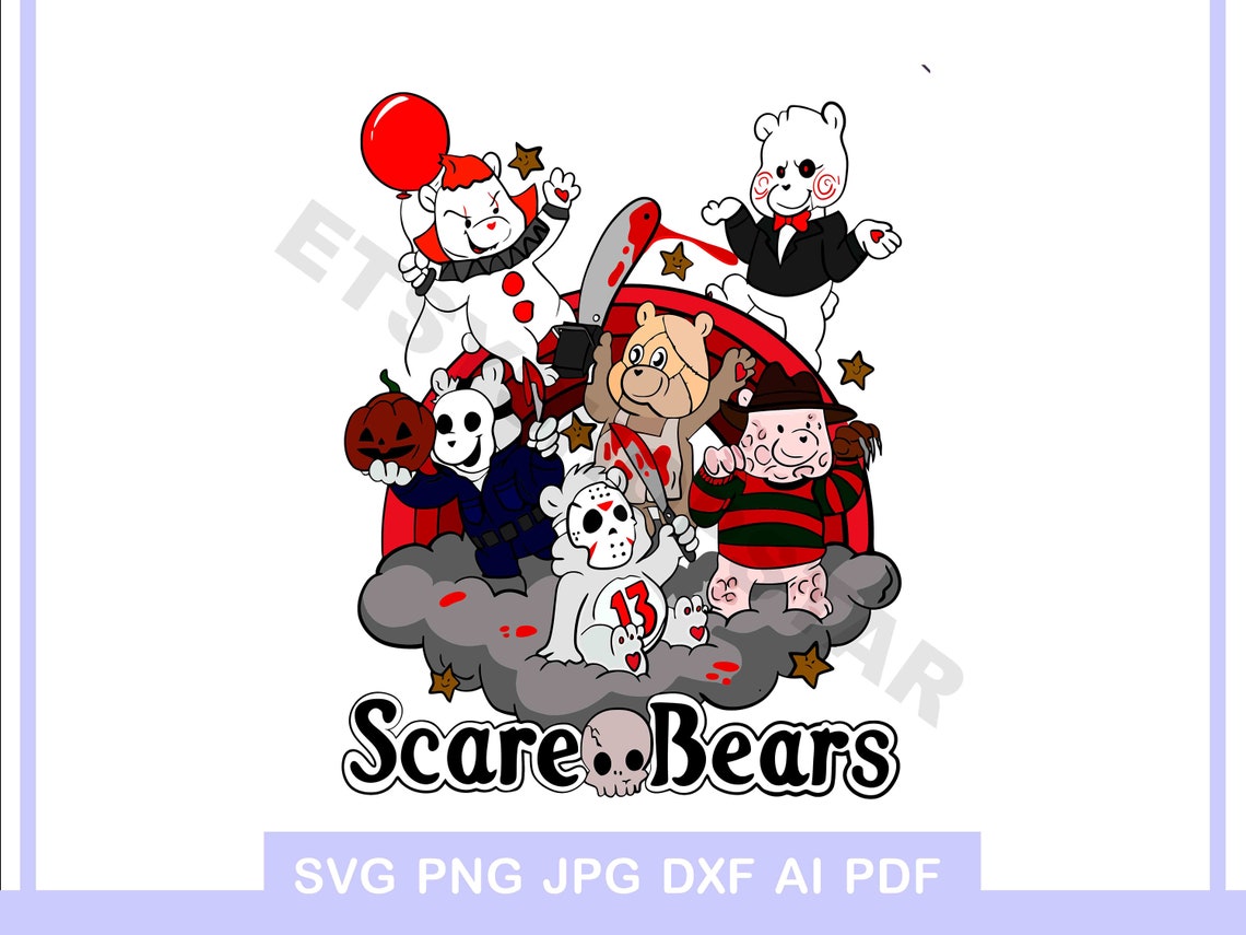 Scare Bears Png Care Bear Vector Svg Eps Dxf Pdf Ai Print Horror Spooky Halloween Print Png ...