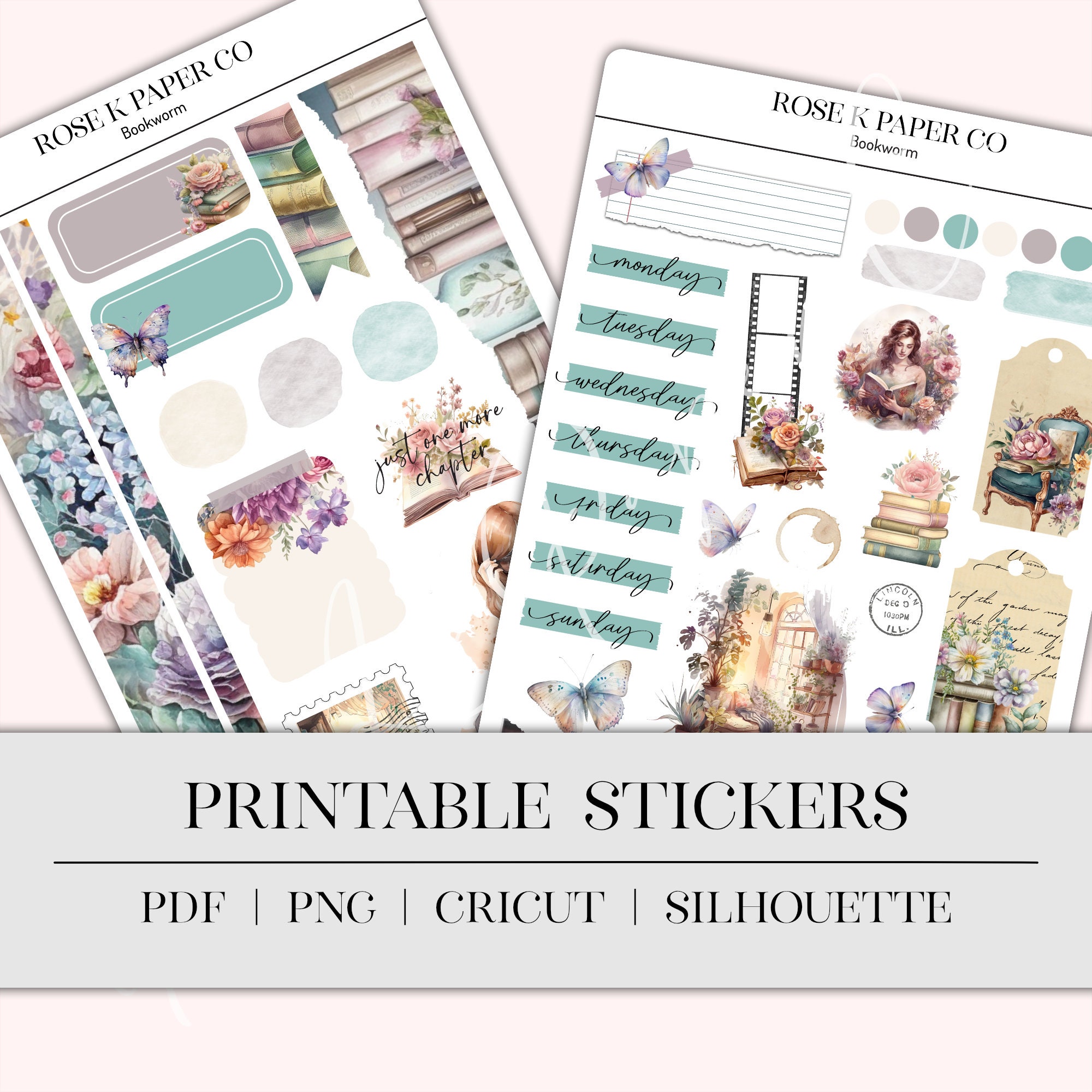 Bookish - Reading Themed Printable Stickers for Your Planner, Hobonichi ...