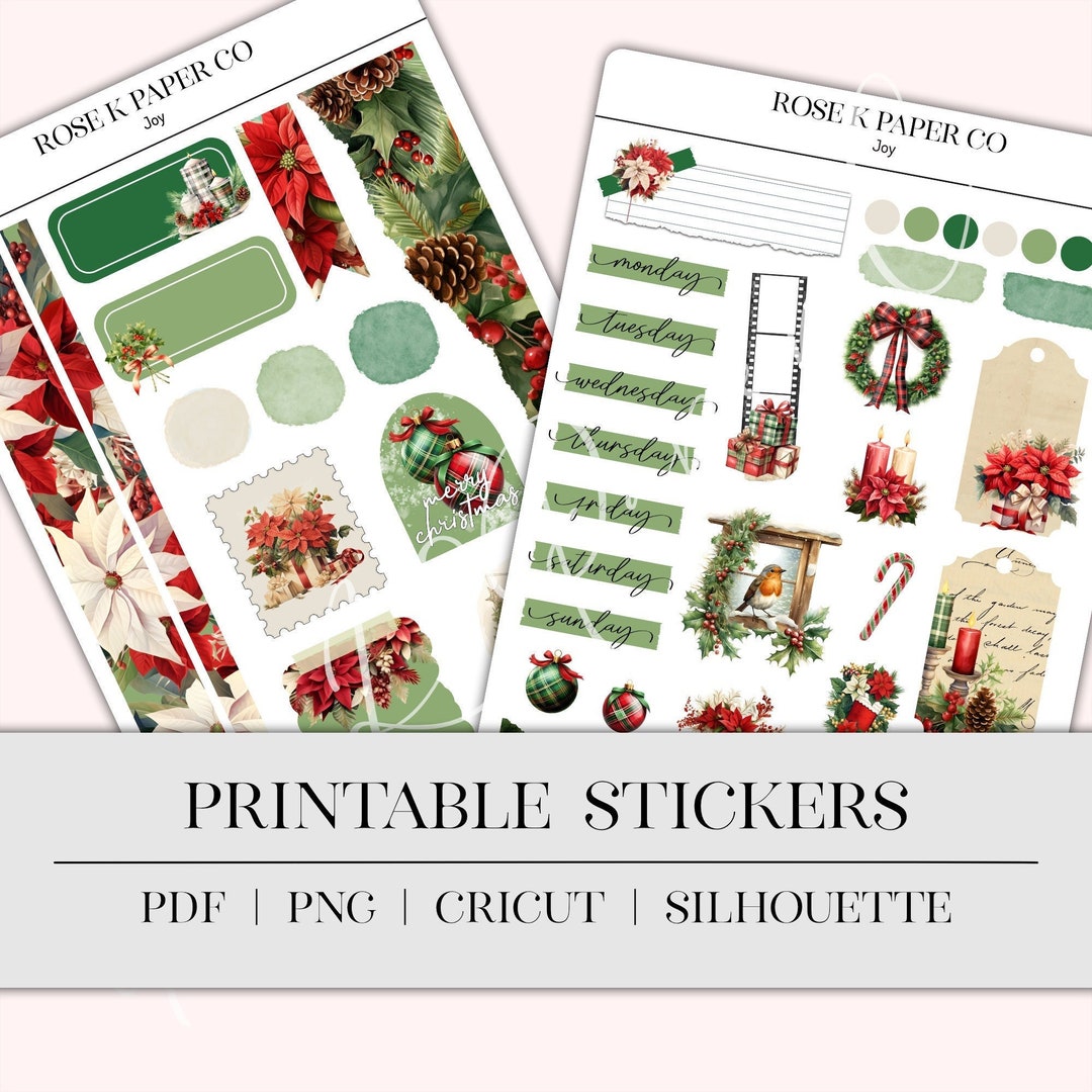 Joy - Christmas Printable Stickers for Your Planner, Hobonichi, Dot ...