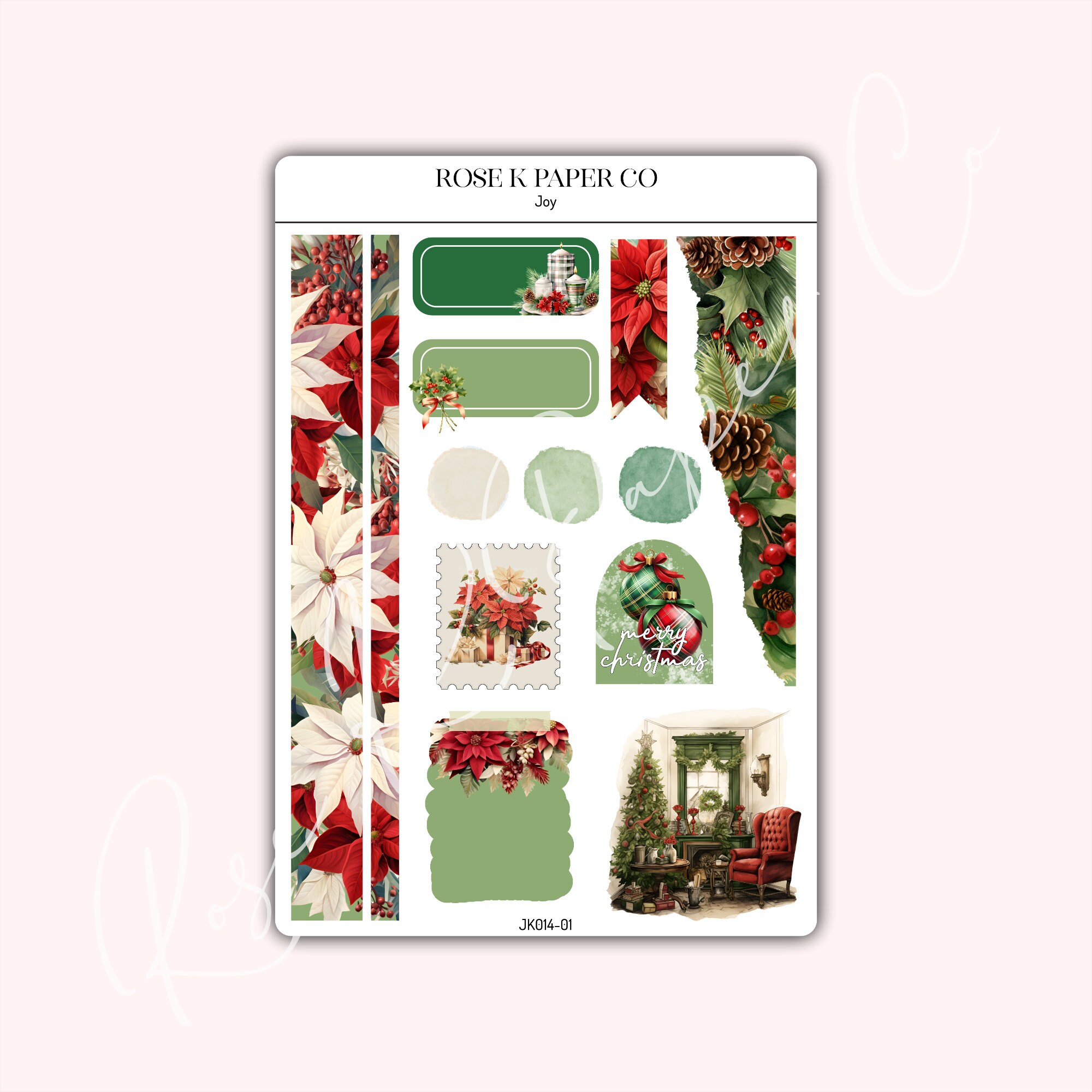 Joy - Christmas Printable Stickers for Your Planner, Hobonichi, Dot ...