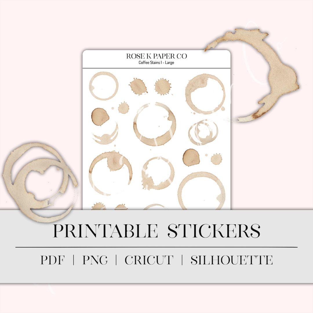 Coffee Stains Printable Stickers for Your Planner, Hobonichi, Dot Grid ...