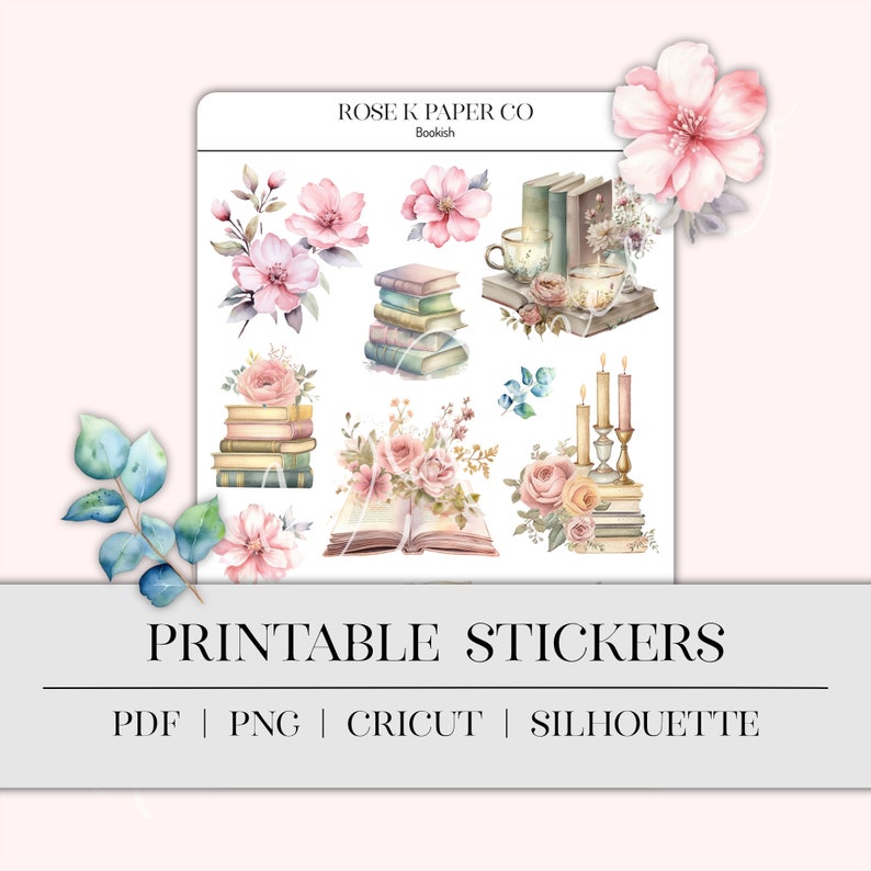 Bookish Reading Journal Printable Stickers for Your Planner, Hobonichi ...