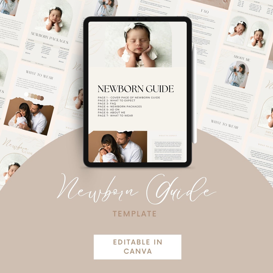 Newborn Guide Template, Newborn Photography Pricing Template, Editable ...