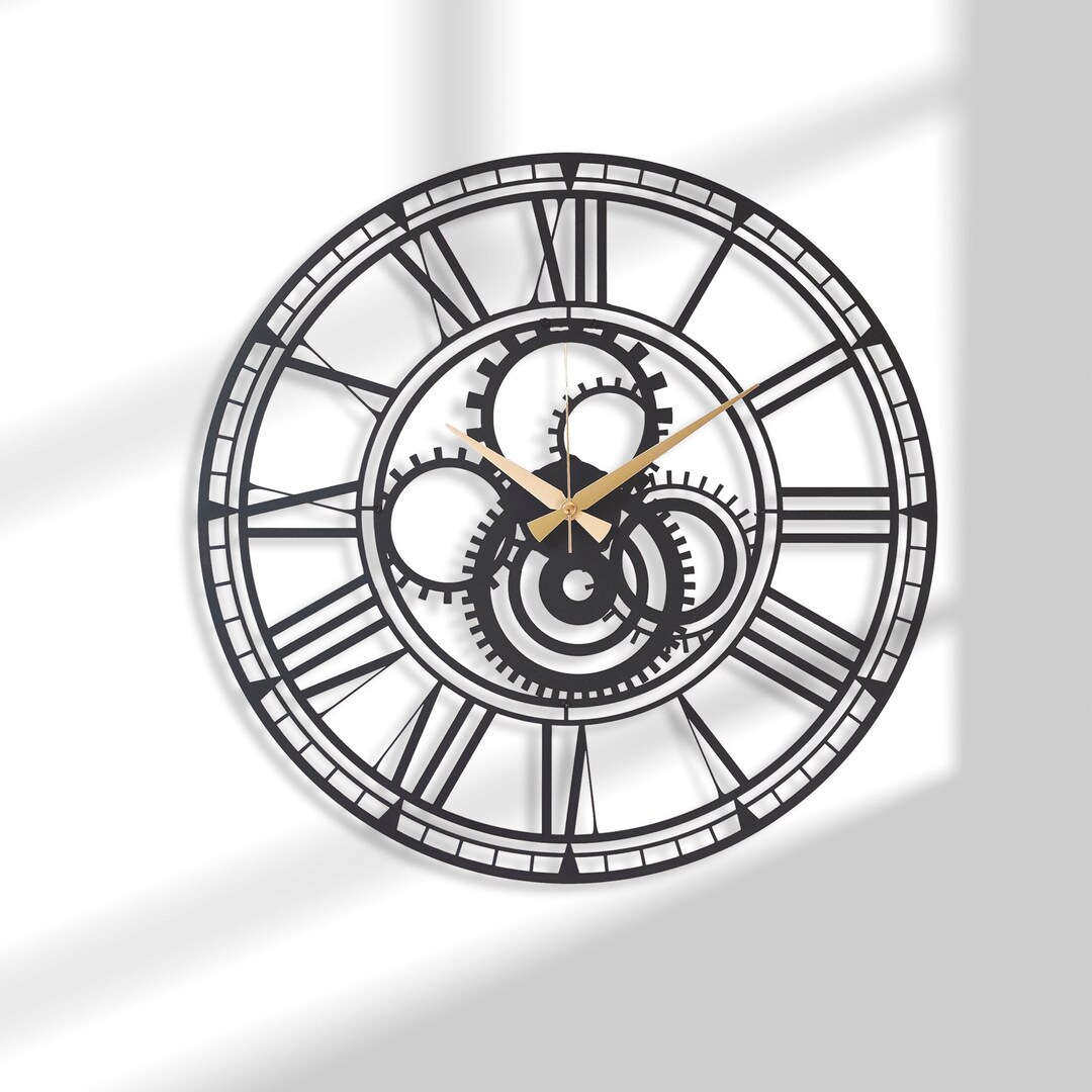 Large Gear Wall Clock, Industrial Wall Clock, Modern Wall Clock, Unique ...