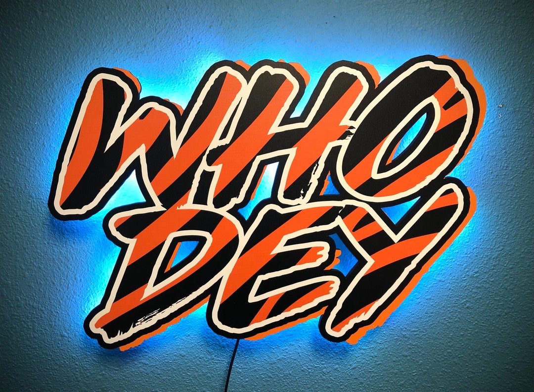 Color Changing Bengals Sign Who Dey Nation Cincinnati Birthday - Etsy