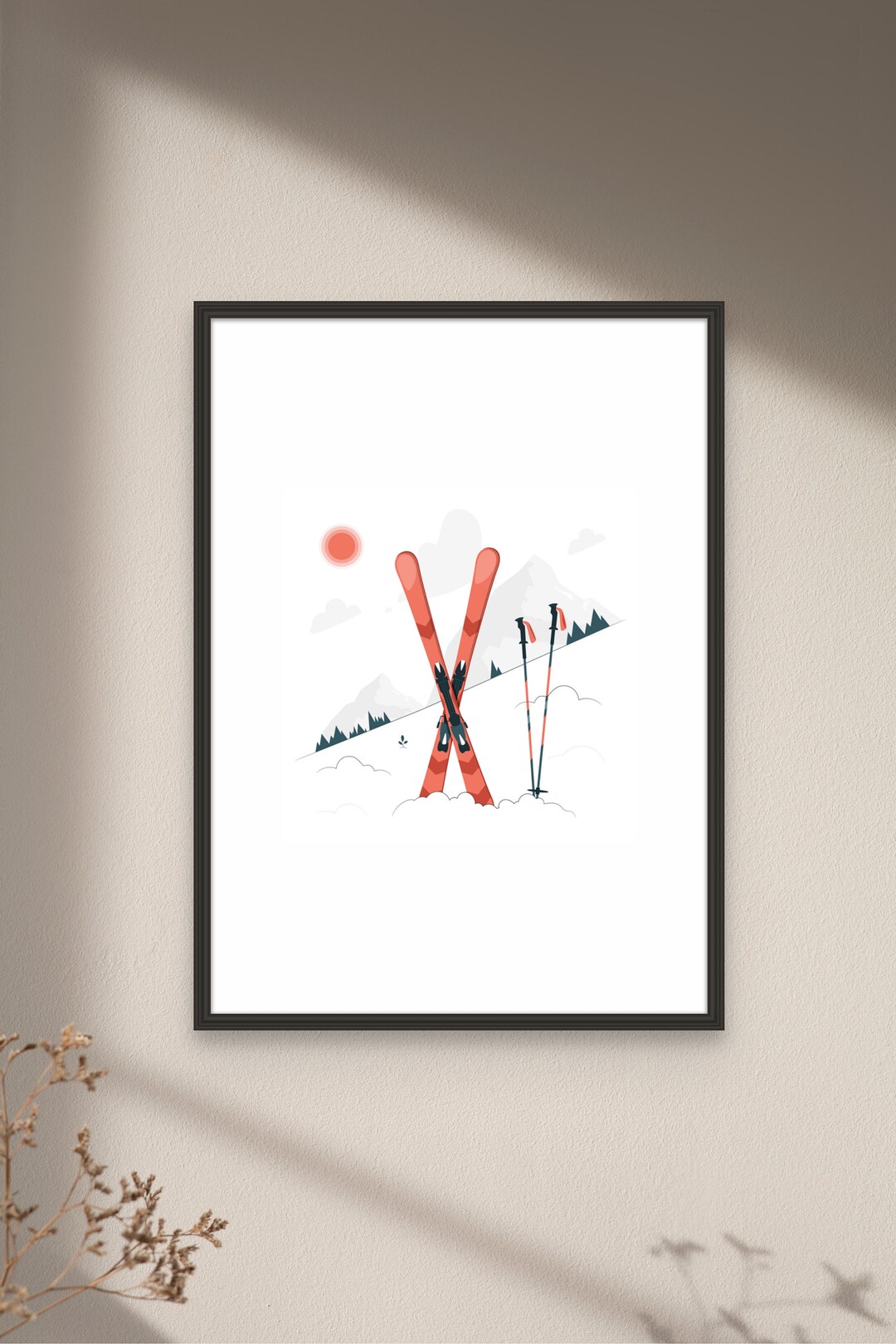 Colorful Skis Print: Vintage Ski House Art (digital Download) - Etsy