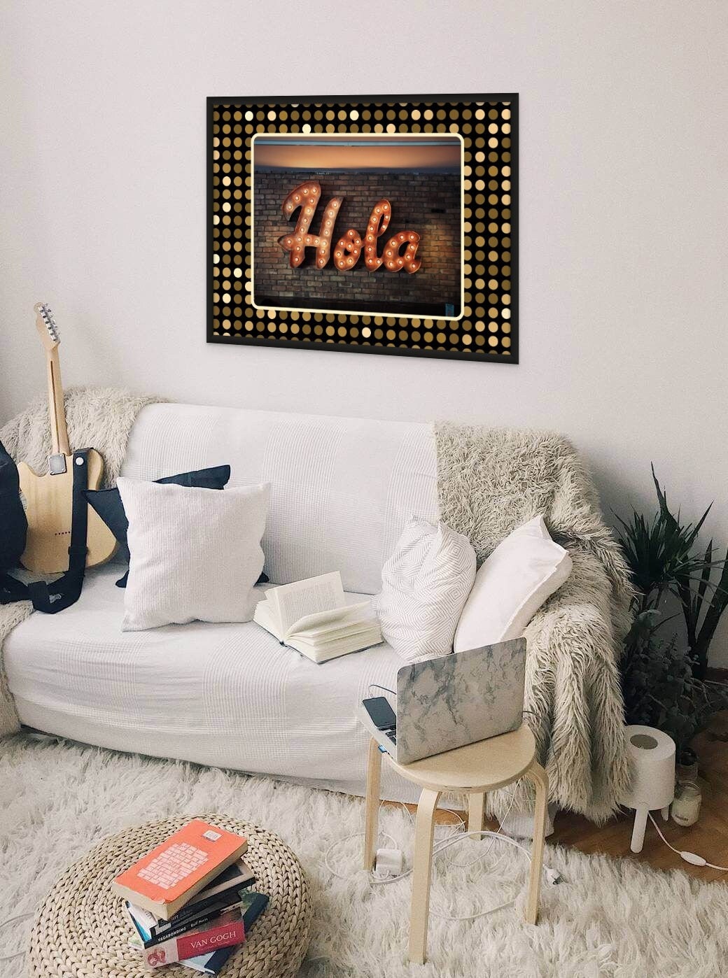 Hola Wall Art Print, Neon Sign Poster, Retro Wall Decor, Digital ...