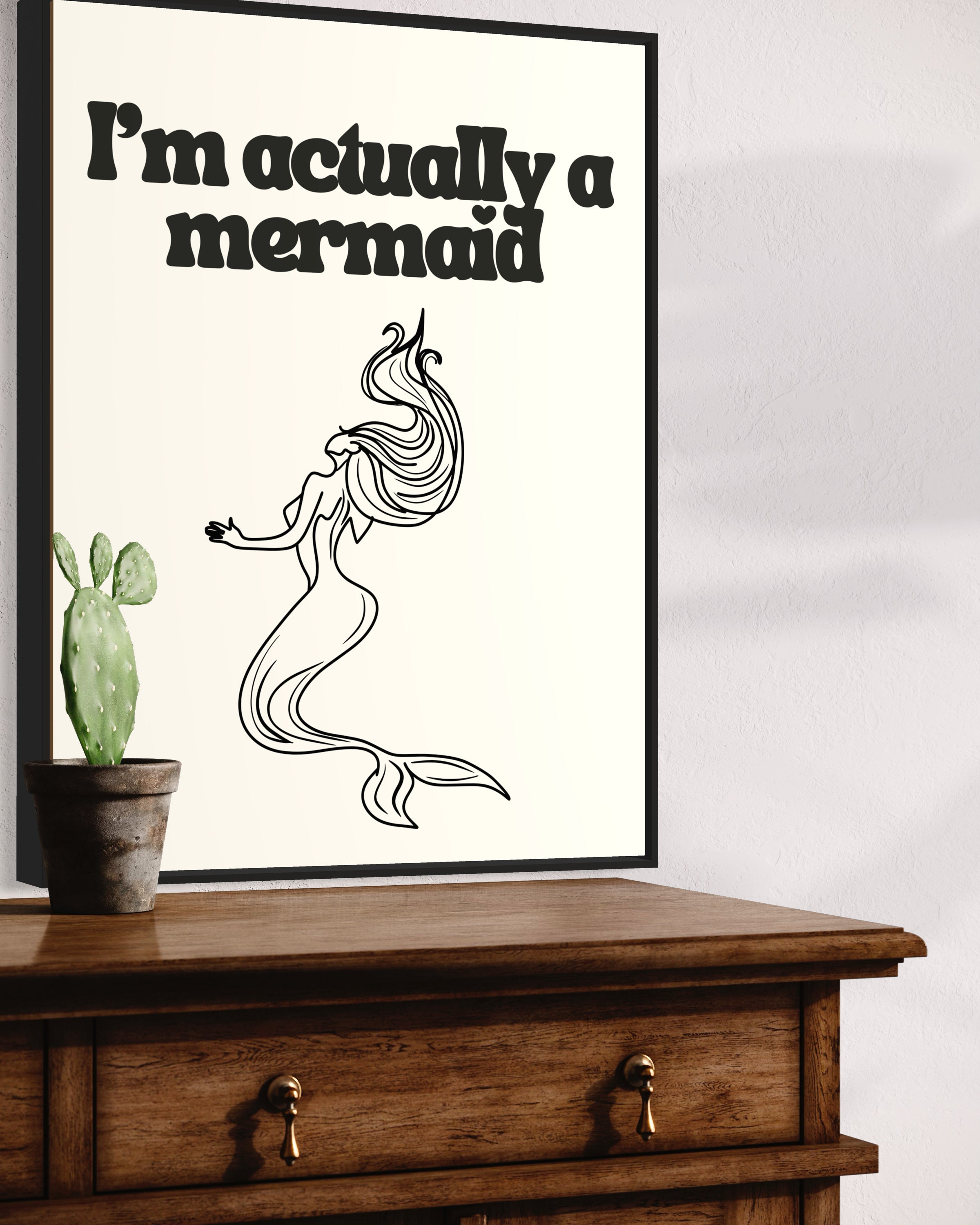 Mermaid Wall Art, Mermaidcore Poster, Ocean Home Decor, Funny Coastal ...