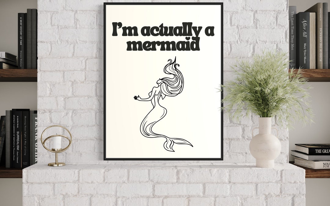 Mermaid Wall Art, Mermaidcore Poster, Ocean Home Decor, Funny Coastal ...