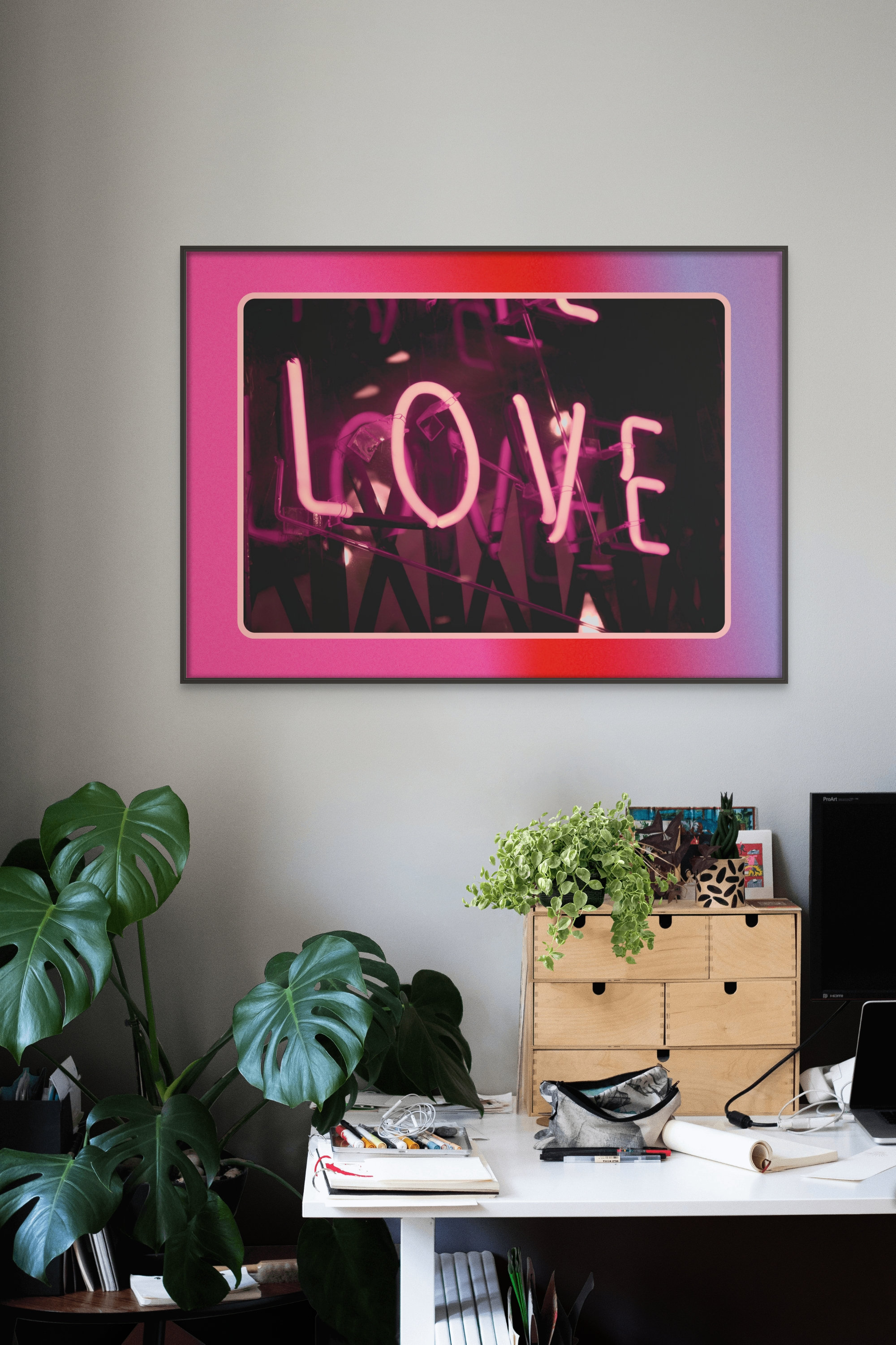 Love Neon Sign Print, Neon Light Poster, Trendy Wall Decor, Retro ...