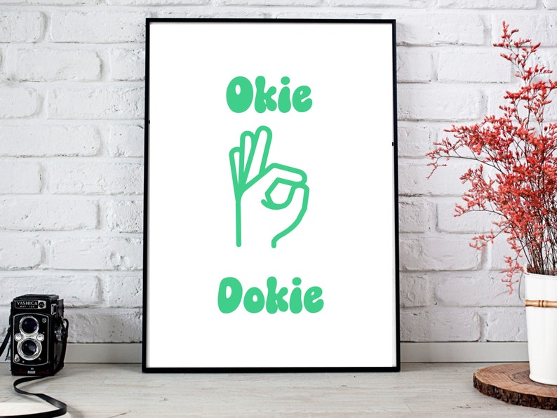 Okie Dokie Art Print Digital Download Red and White OK Hand - Etsy