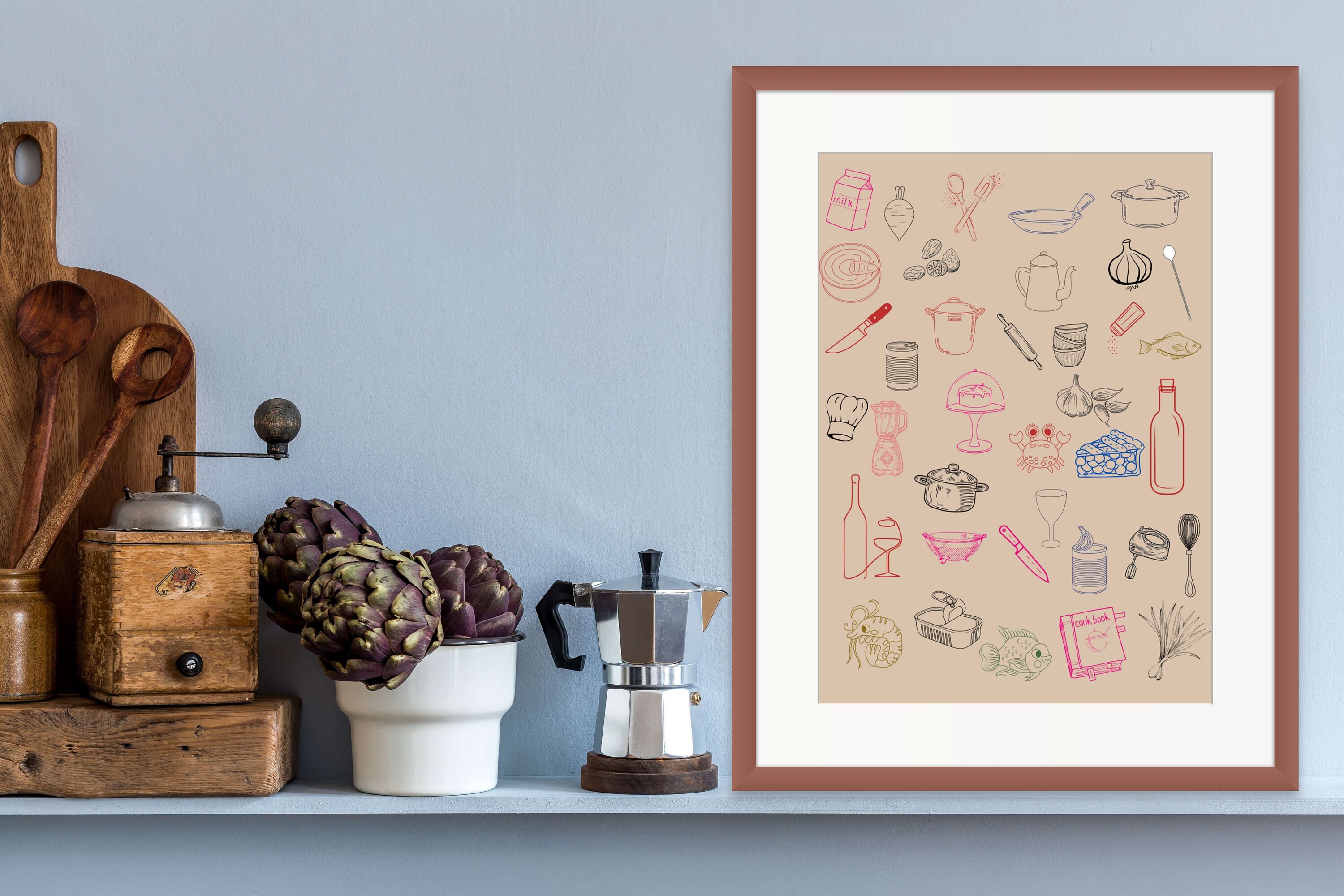 Kitchen Elements Art Print, Food Poster, Gift for Foodie, Cooking Art ...