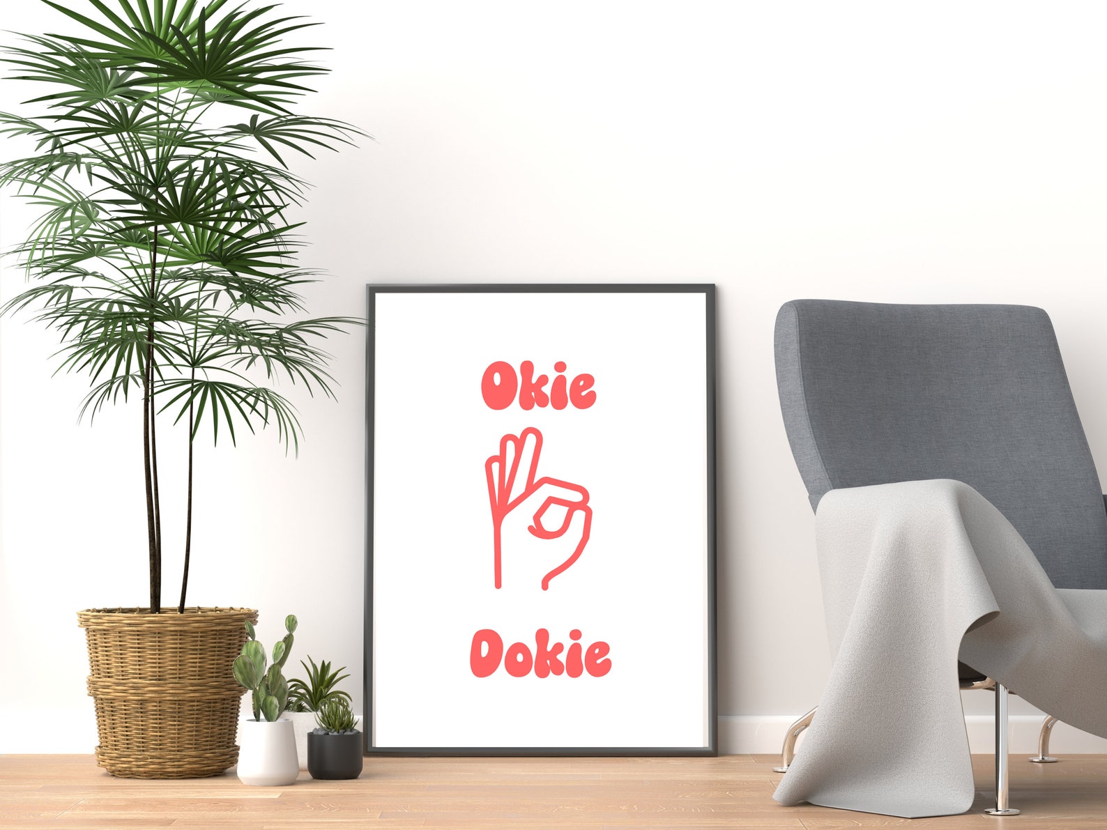 Okie Dokie Art Print Digital Download Red and White OK Hand - Etsy