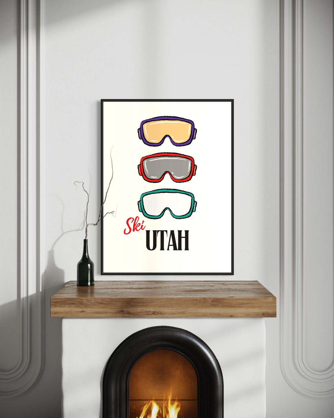 Ski Utah Art Print, Goggles Poster, Wall Art for Skier, Skiing Digital ...