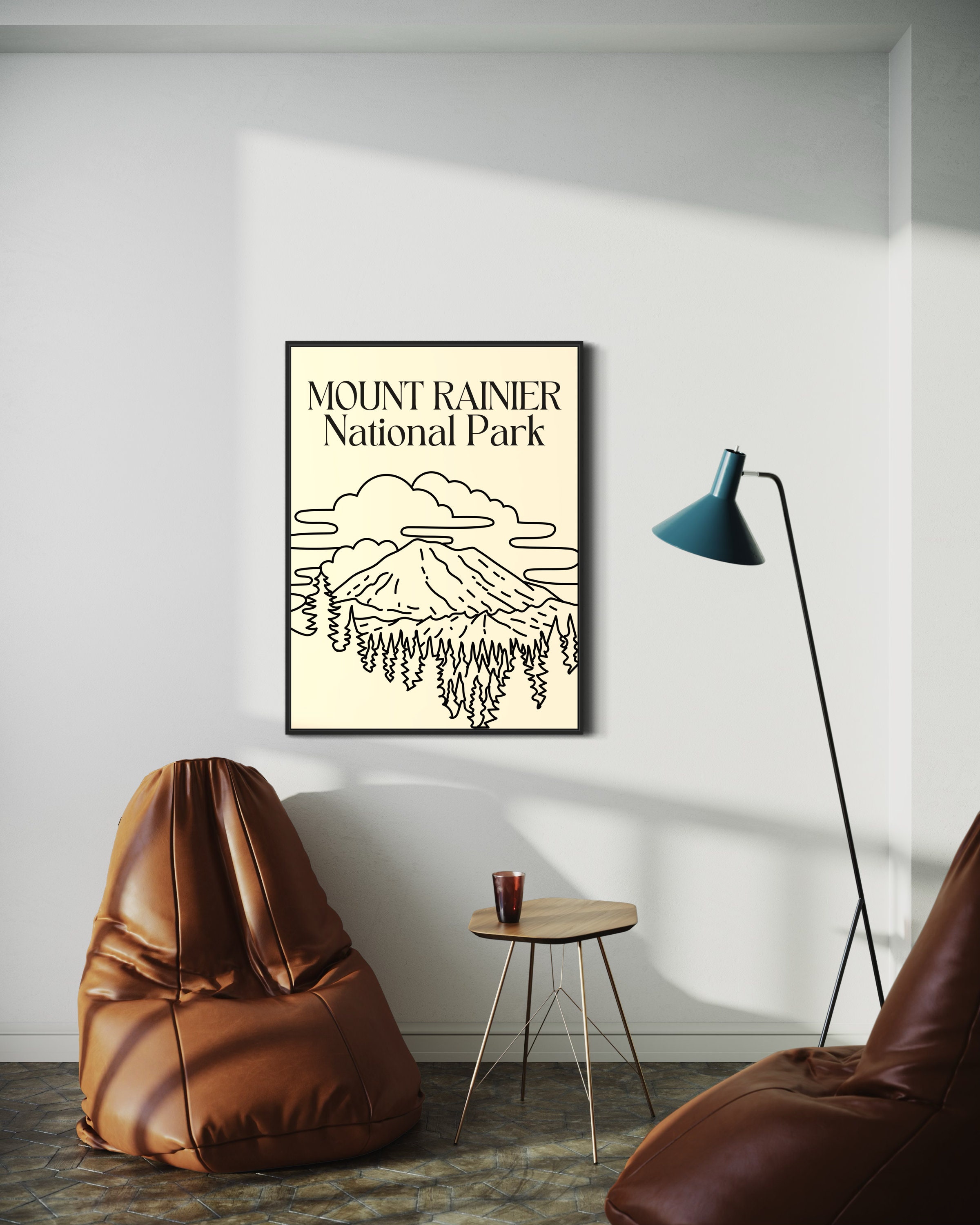 Mount Rainier Art Print, National Park Poster, Washington Art, Digital ...