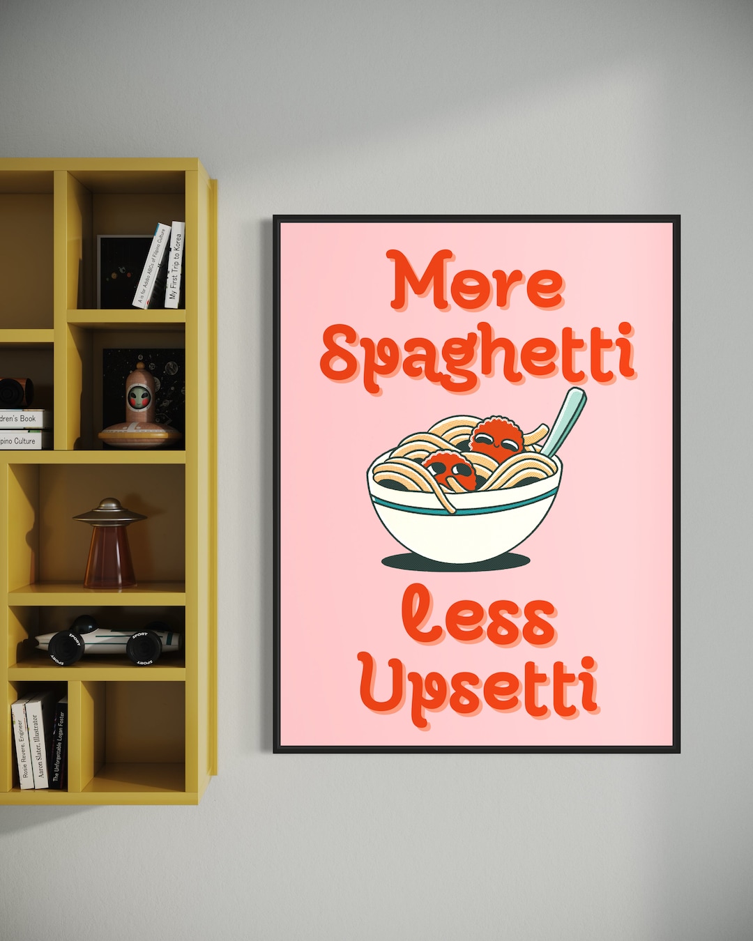 Spaghetti Wall Print, Retro Kitchen Decor, Digital Download, Pasta Wall ...