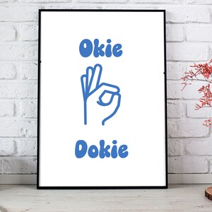 Okie Dokie Art Print, Digital Download, Red and White, OK Hand Sign ...