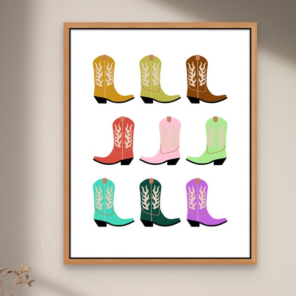 Colorful Cowboy Boot Poster - Etsy