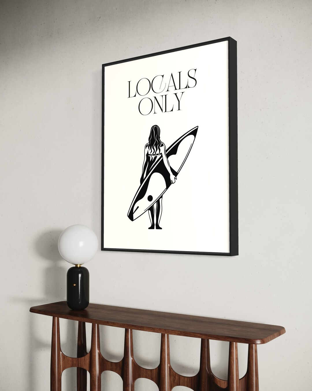 Locals Only Art Print, Surfing Poster, Female Surfer Wall Art ...